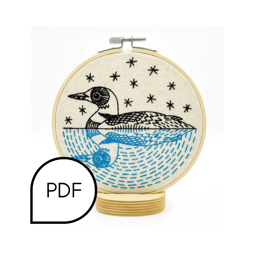 Loon Embroidery PDF Download – Hook, Line & Tinker - modern embroidery kits