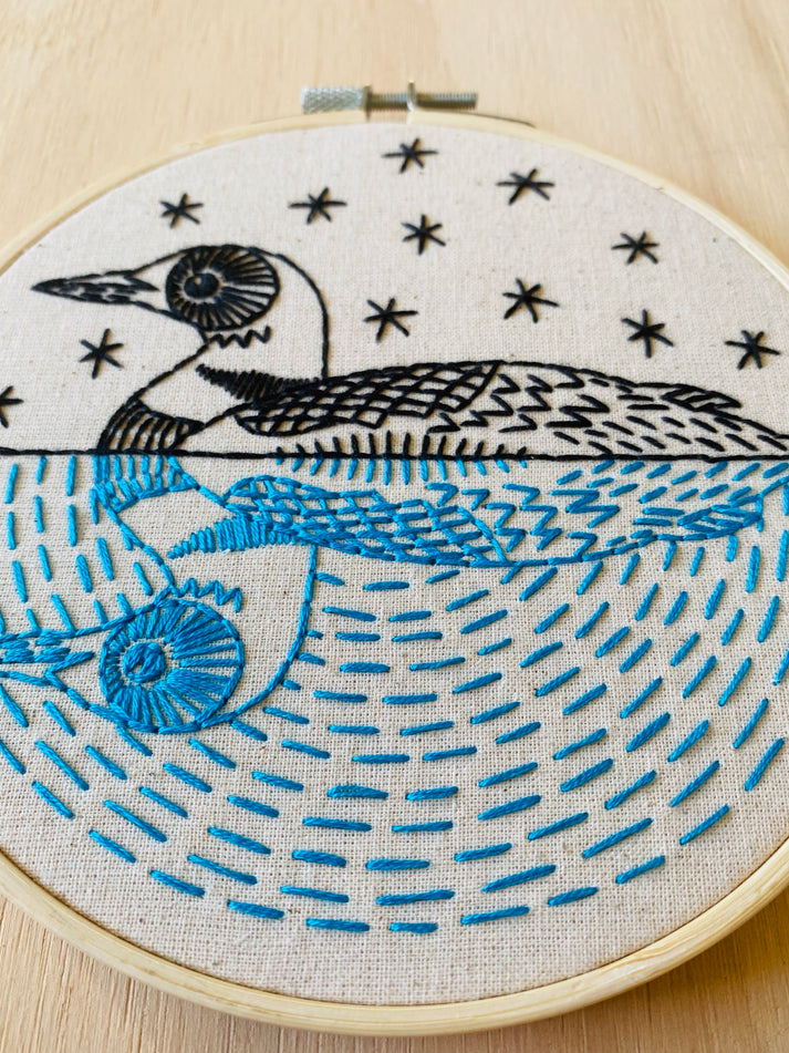 Loon Complete Embroidery Kit – Hook, Line & Tinker - modern embroidery kits